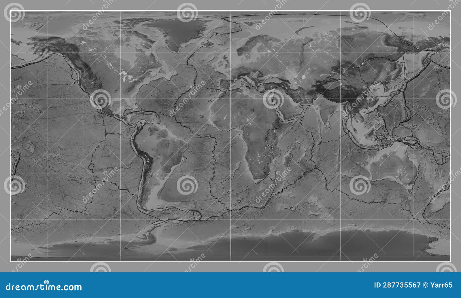 Tectonic Plates. Grayscale. Patterson Cylindrical Projection 0 Stock ...