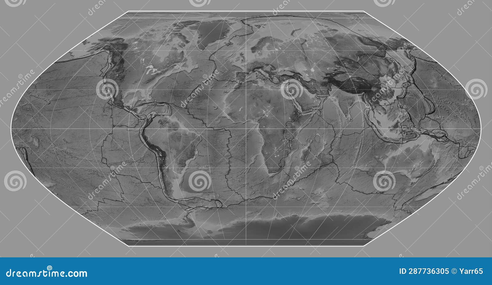 Tectonic Plates. Grayscale. Winkel I Projection 0 Stock Illustration ...