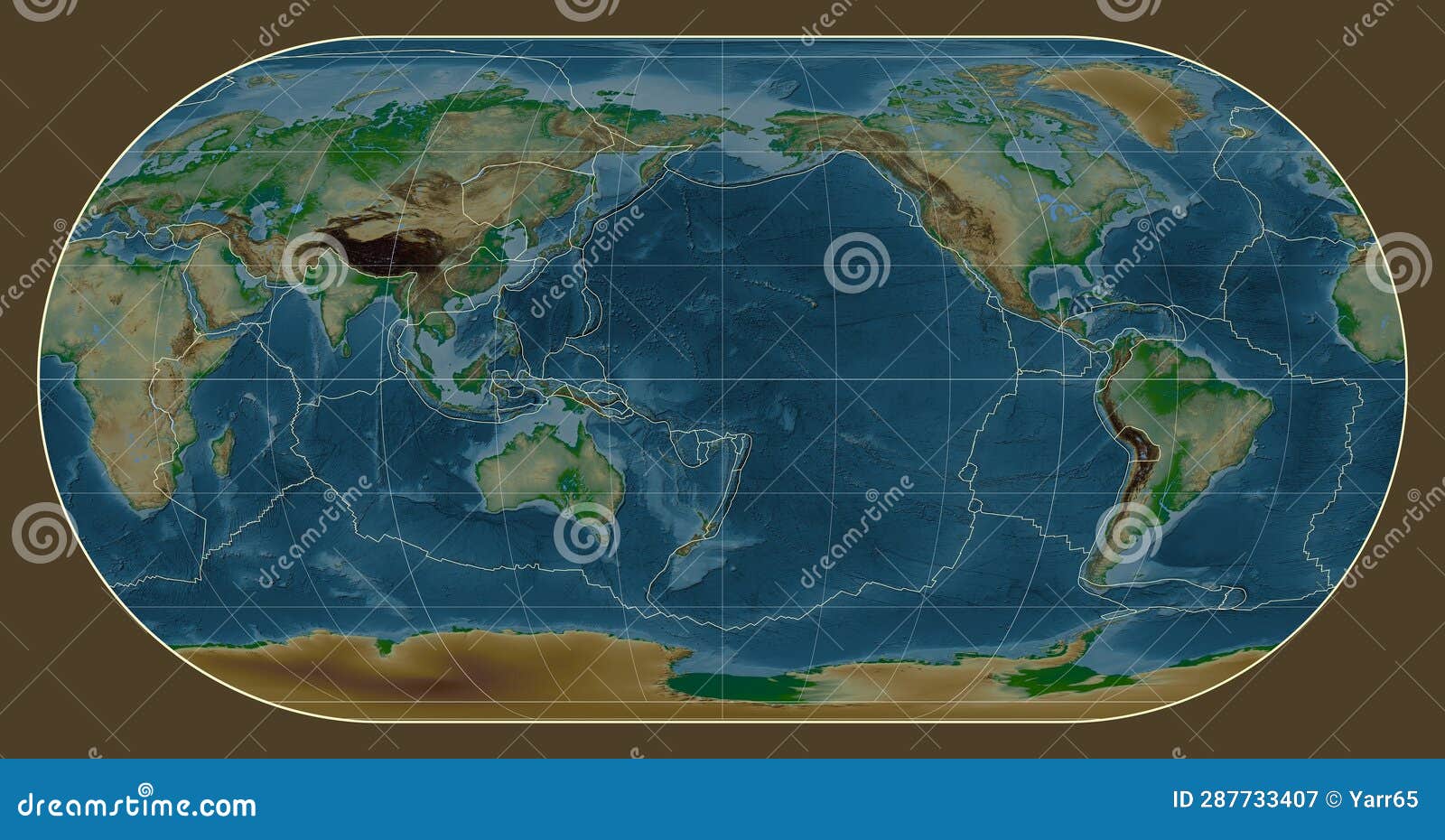 Tectonic Plates. Physical. Eckert III Projection 180 Stock Illustration ...