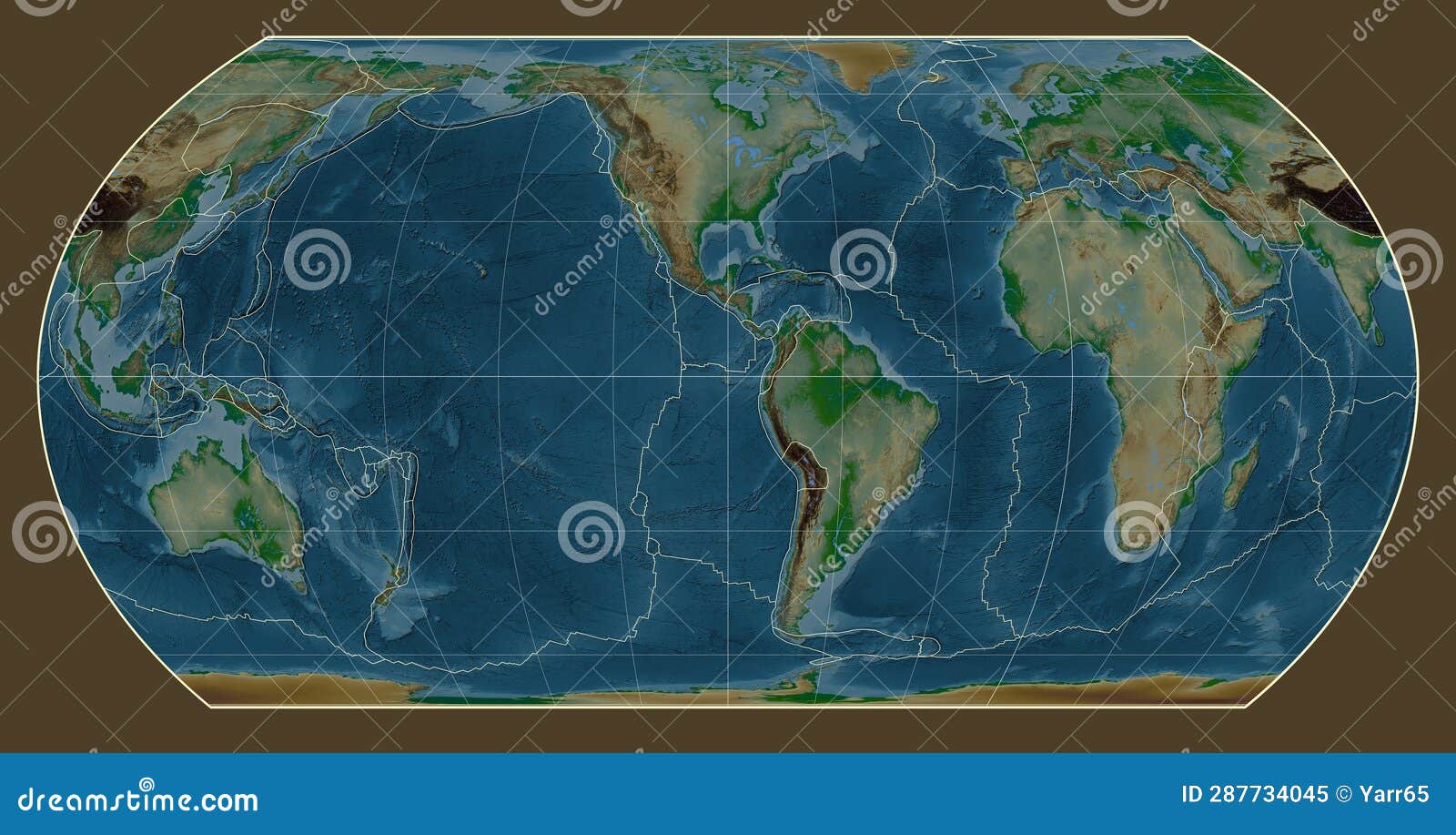 Tectonic Plates. Physical. Hatano Asymmetrical Equal Area Projec Stock ...