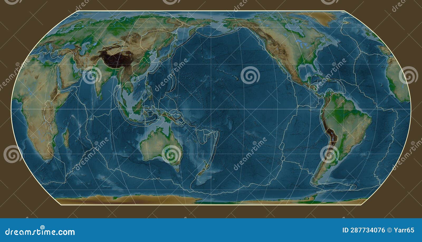 Tectonic Plates. Physical. Hatano Asymmetrical Equal Area Projec Stock ...