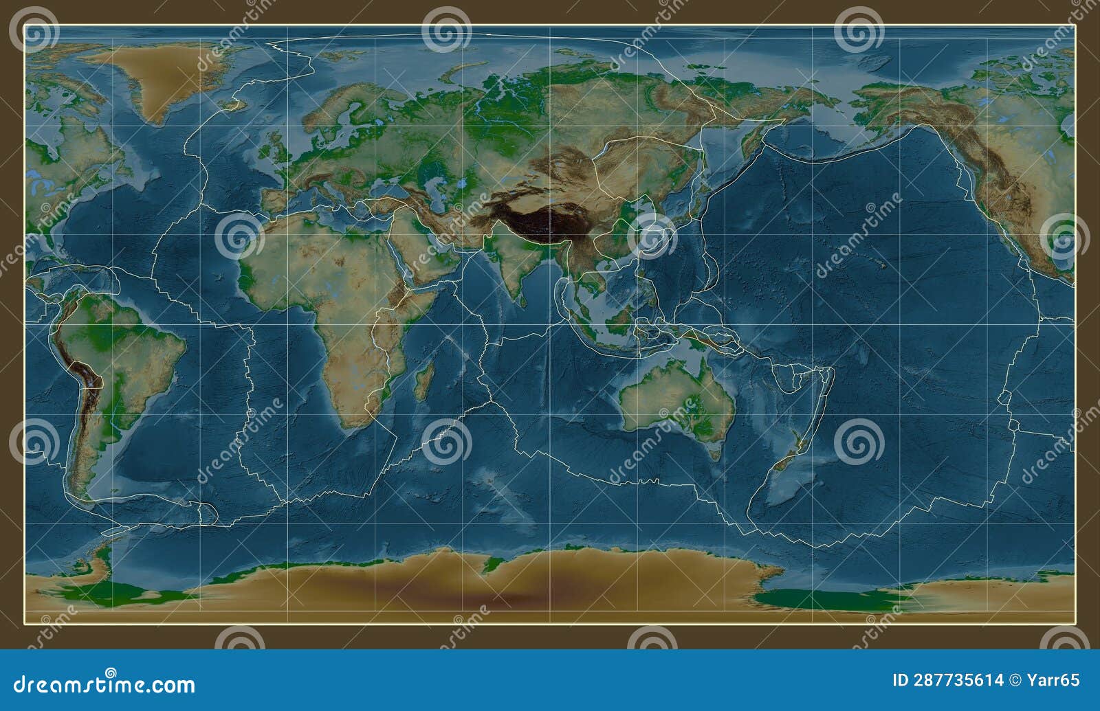 Tectonic Plates. Physical. Patterson Cylindrical Projection 90 E Stock ...
