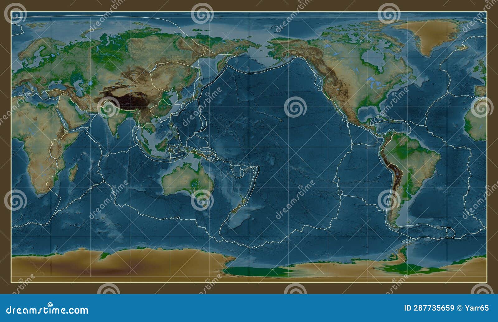Tectonic Plates. Physical. Patterson Cylindrical Projection 180 Stock ...