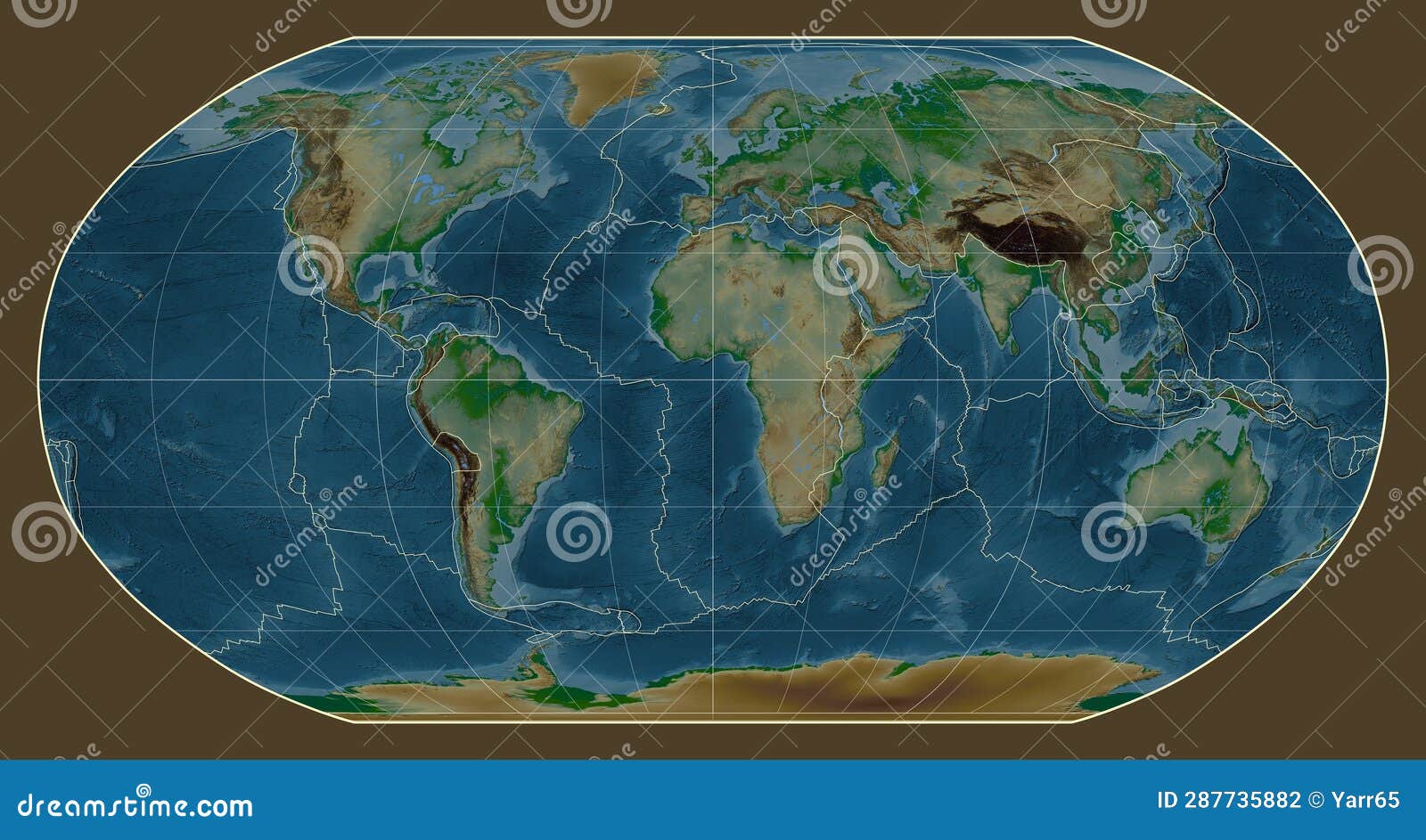 Tectonic Plates. Physical. Robinson Projection 0 Stock Illustration ...