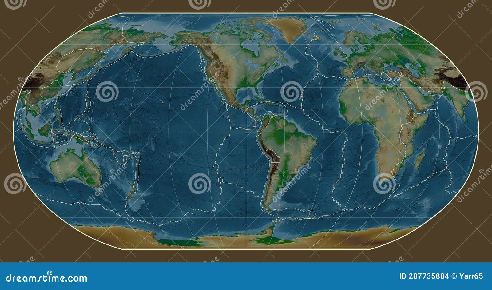 Tectonic Plates. Physical. Robinson Projection -90 West Stock ...