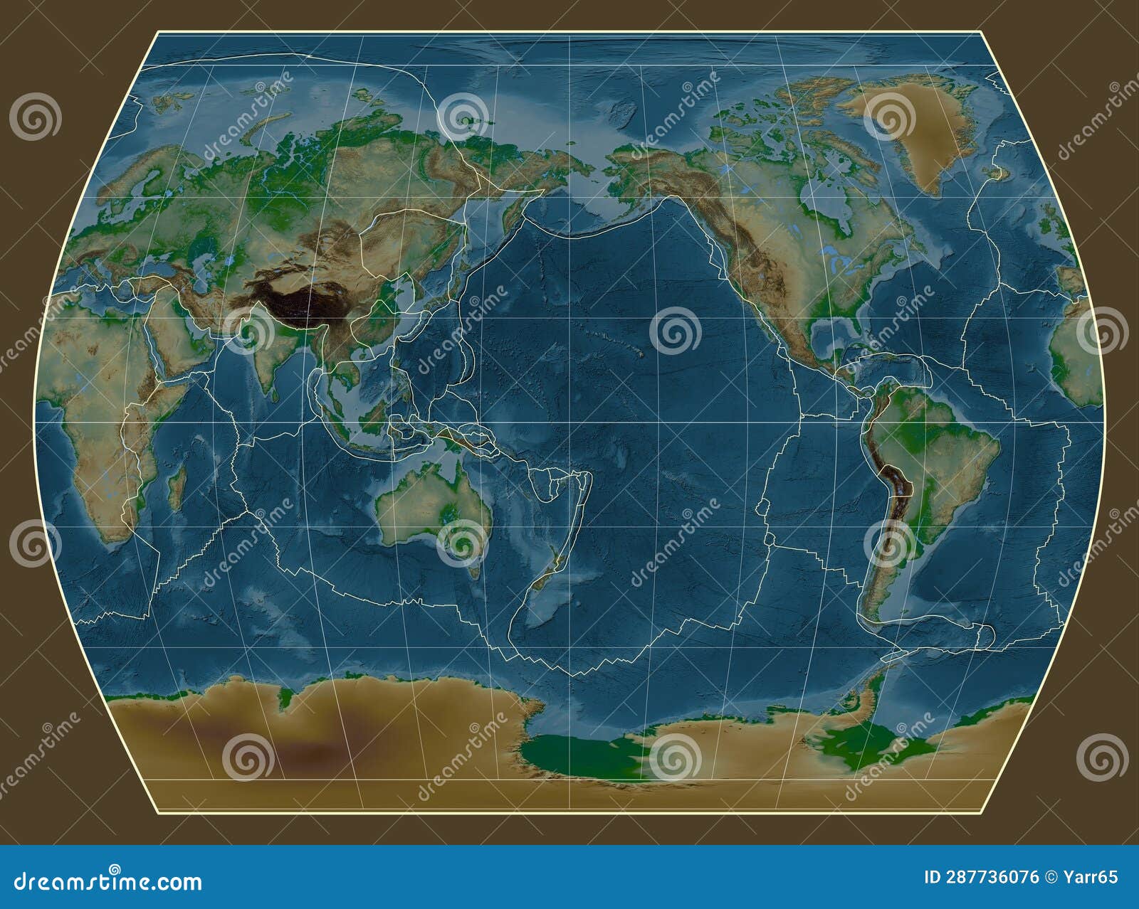 Tectonic Plates. Physical. Times Projection 180 Stock Illustration ...