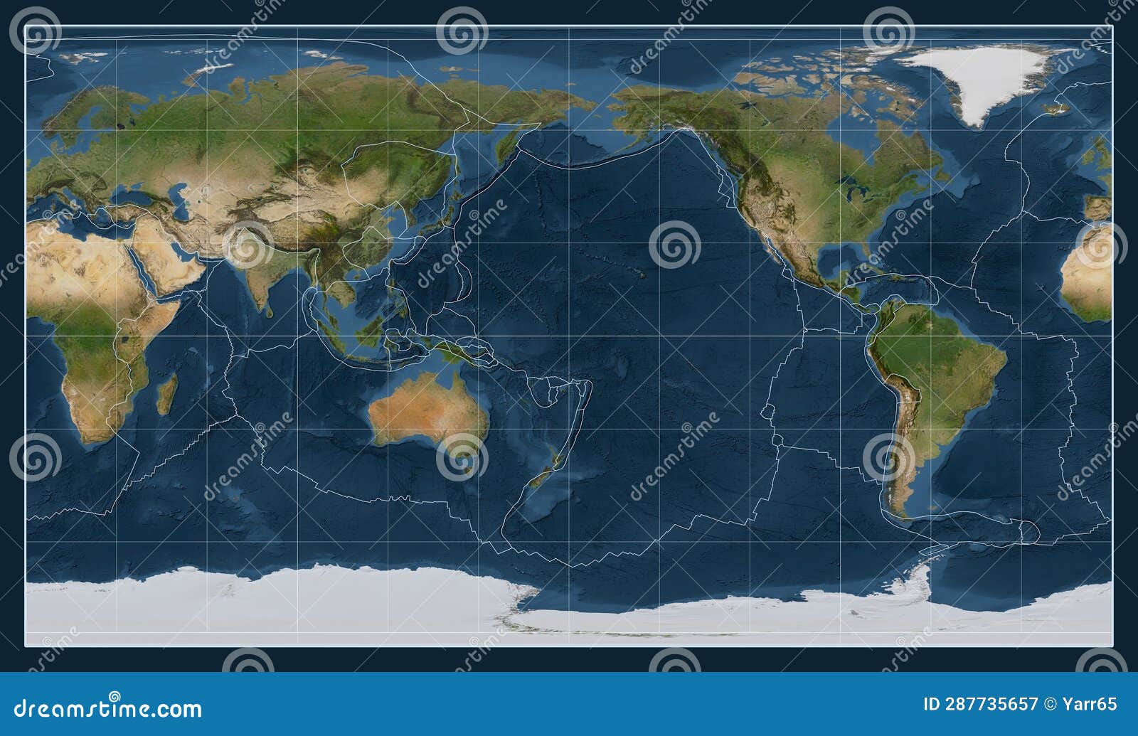 Tectonic Plates. Satellite. Patterson Cylindrical Projection 180 Stock ...