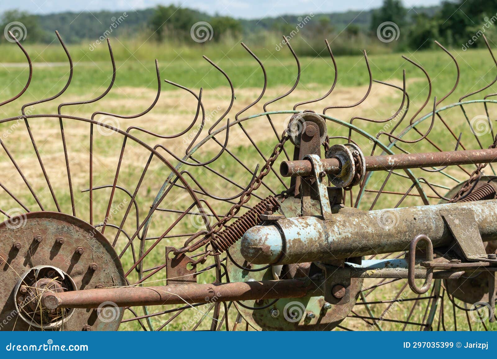 Tedder, Tedder and Hay Rake. Stock Image - Image of wood, farmland ...