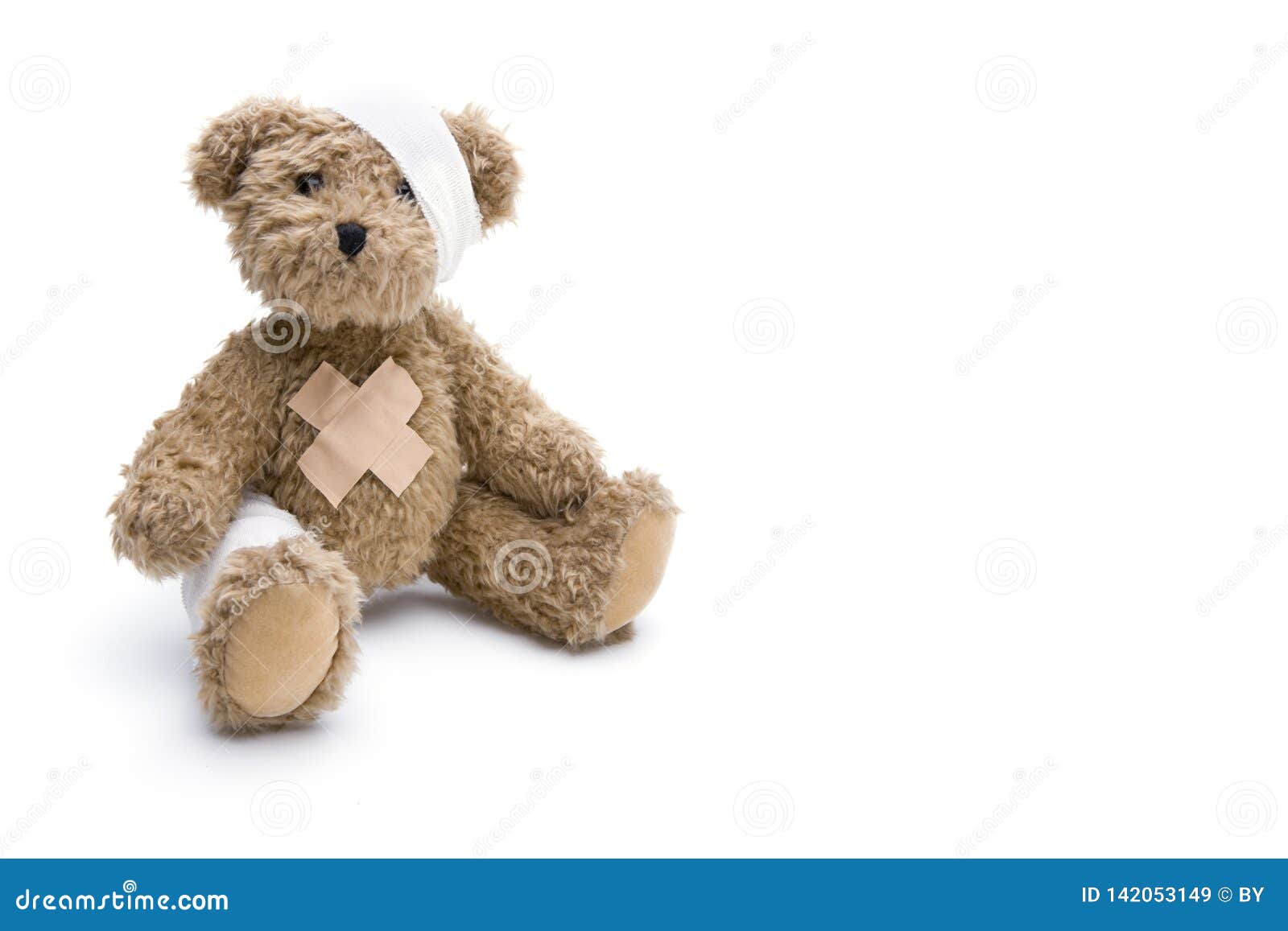 Teddy with Bandage stock image. Image of background - 142053149