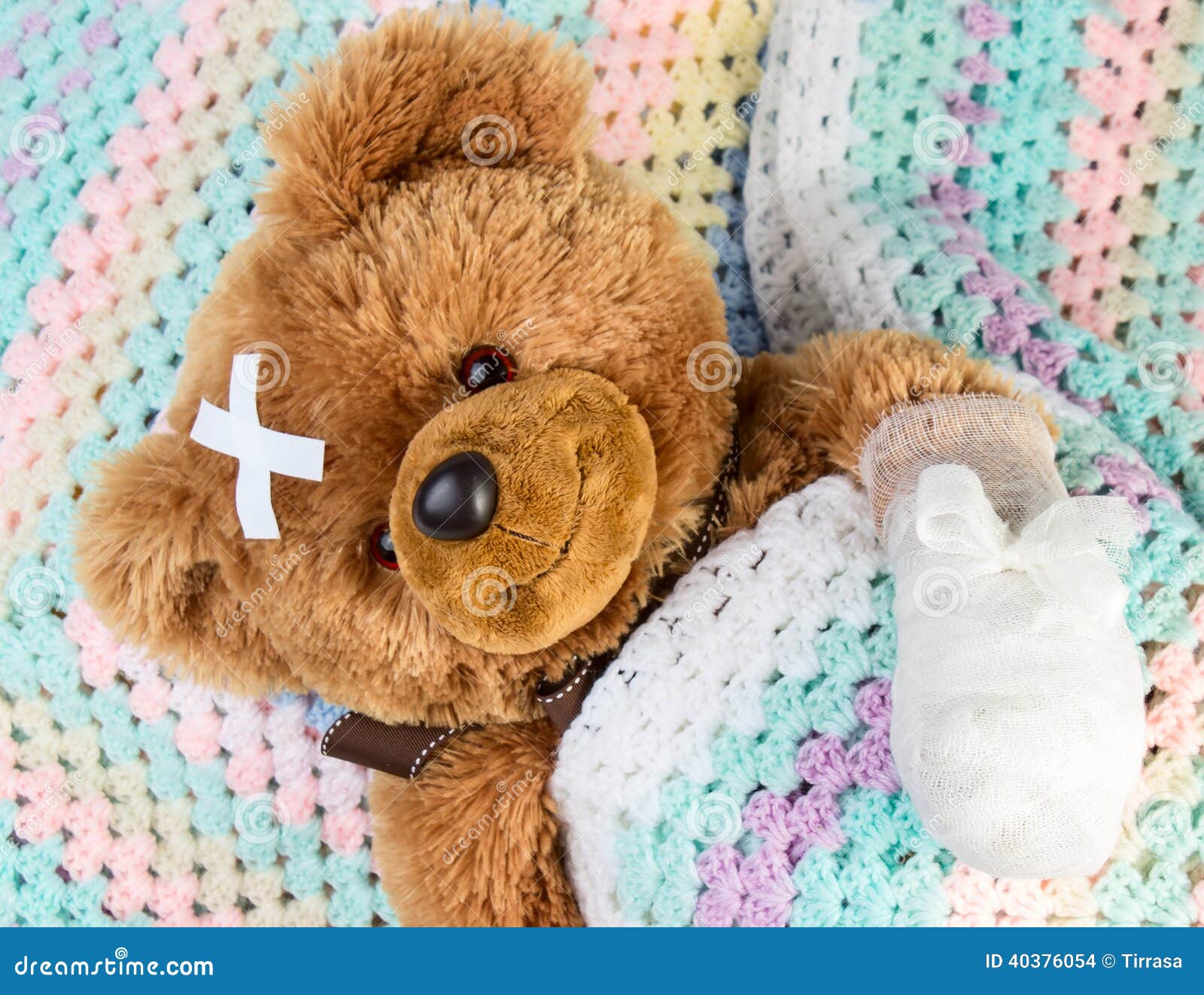 Teddy with bandage stock photo. Image of medicine, bear - 40376054