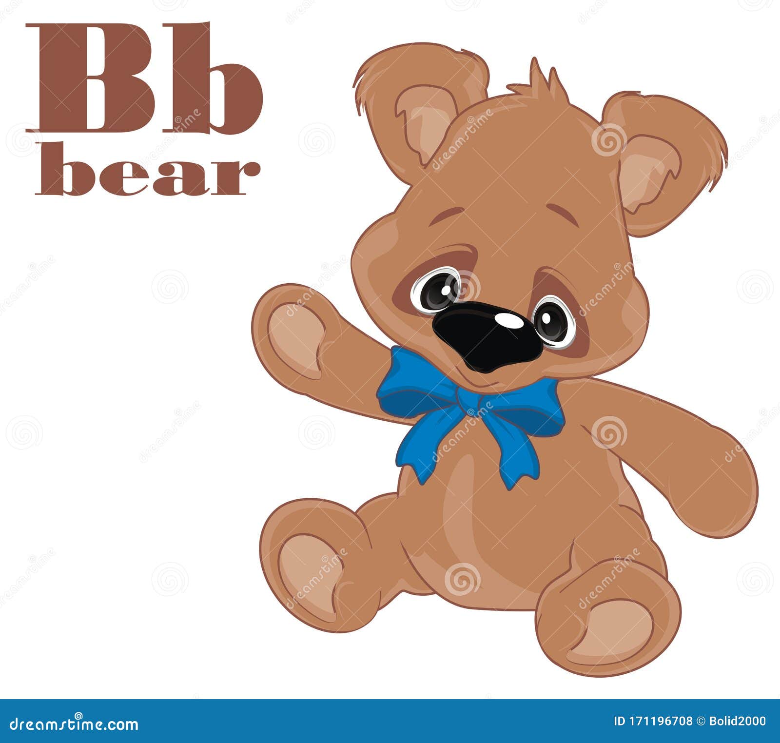 Teddy bear and abc stock illustration. Illustration of blue - 171196708