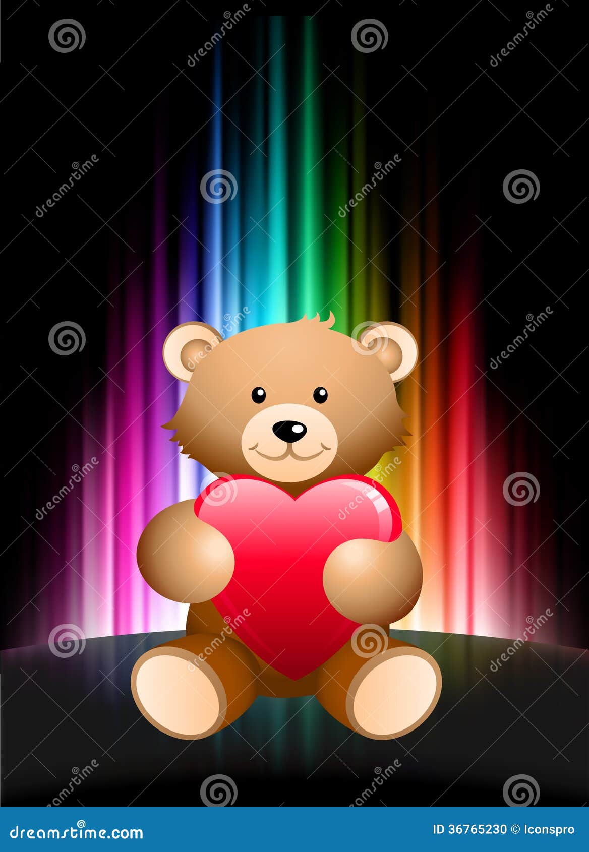 Teddy Bear on Abstract Spectrum Background Stock Illustration ...