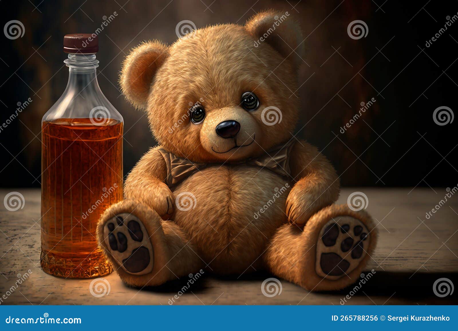 Teddy bear and alcohol. stock photo. Image of generative - 265788256