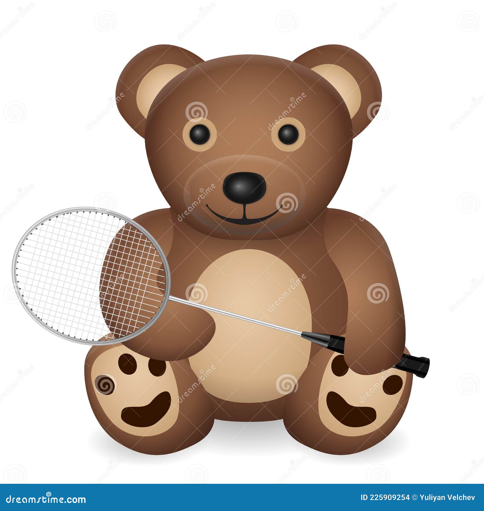 Teddy Bear with Badminton Racket Stock Vector - Illustration of ...