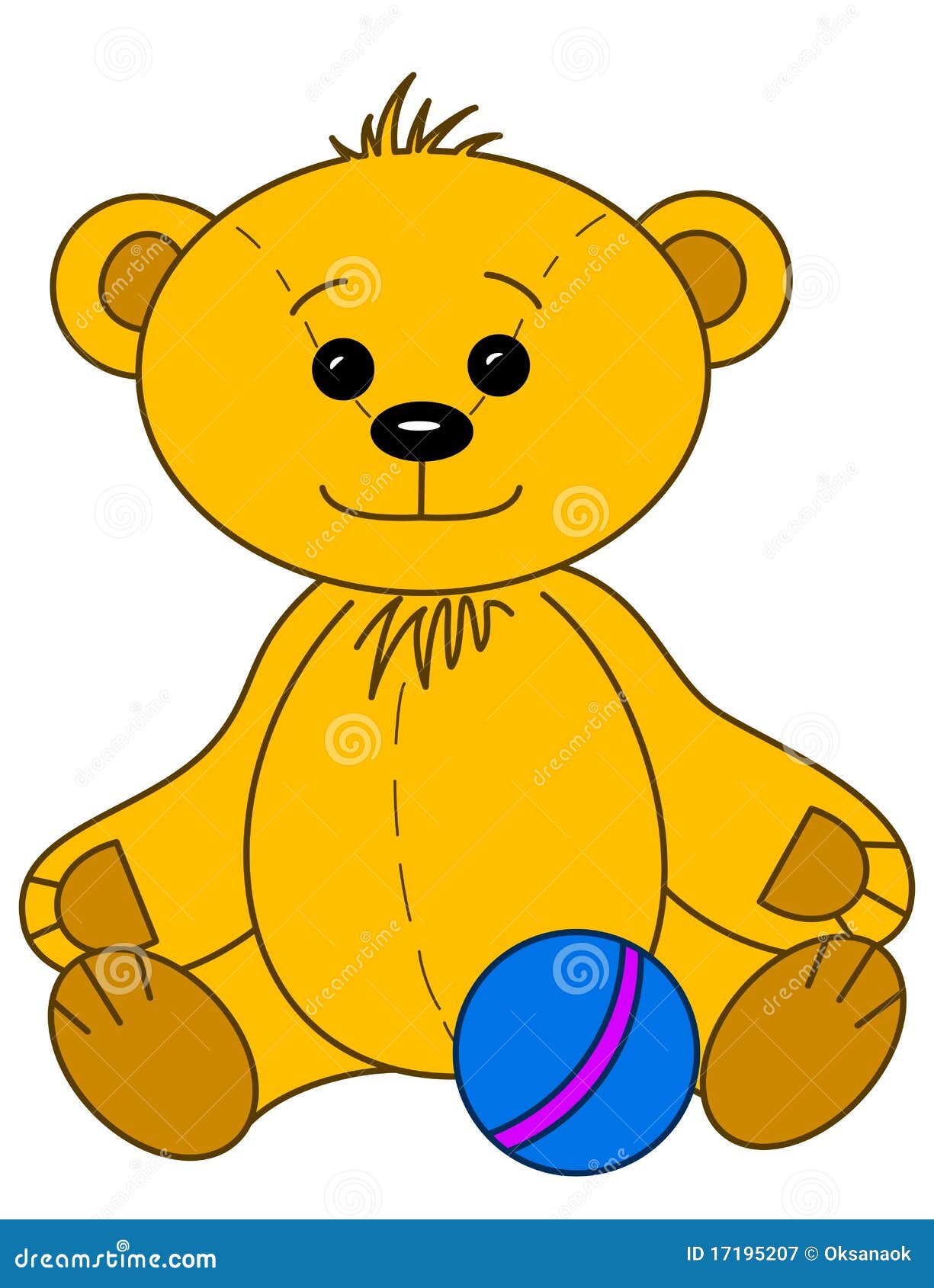 Teddy bear with ball stock vector. Illustration of birthday - 17195207