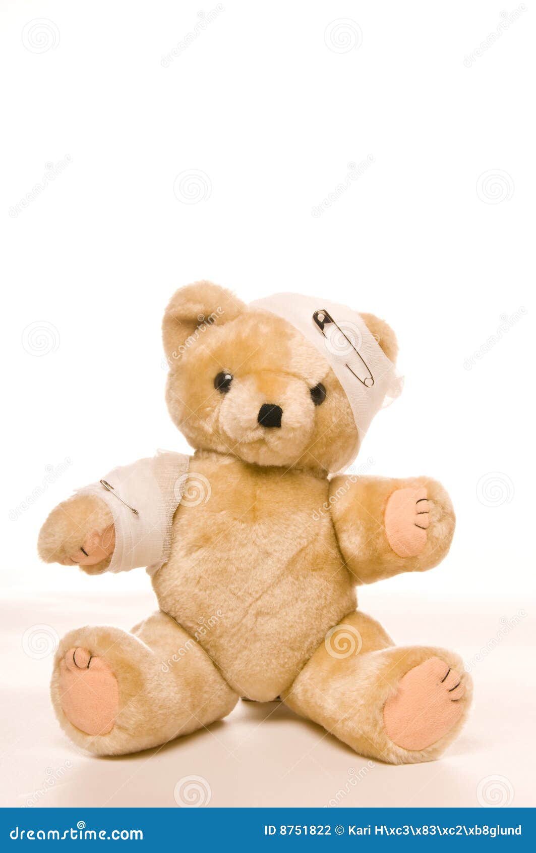 Teddy bear with bandage stock photo. Image of bandage - 8751822
