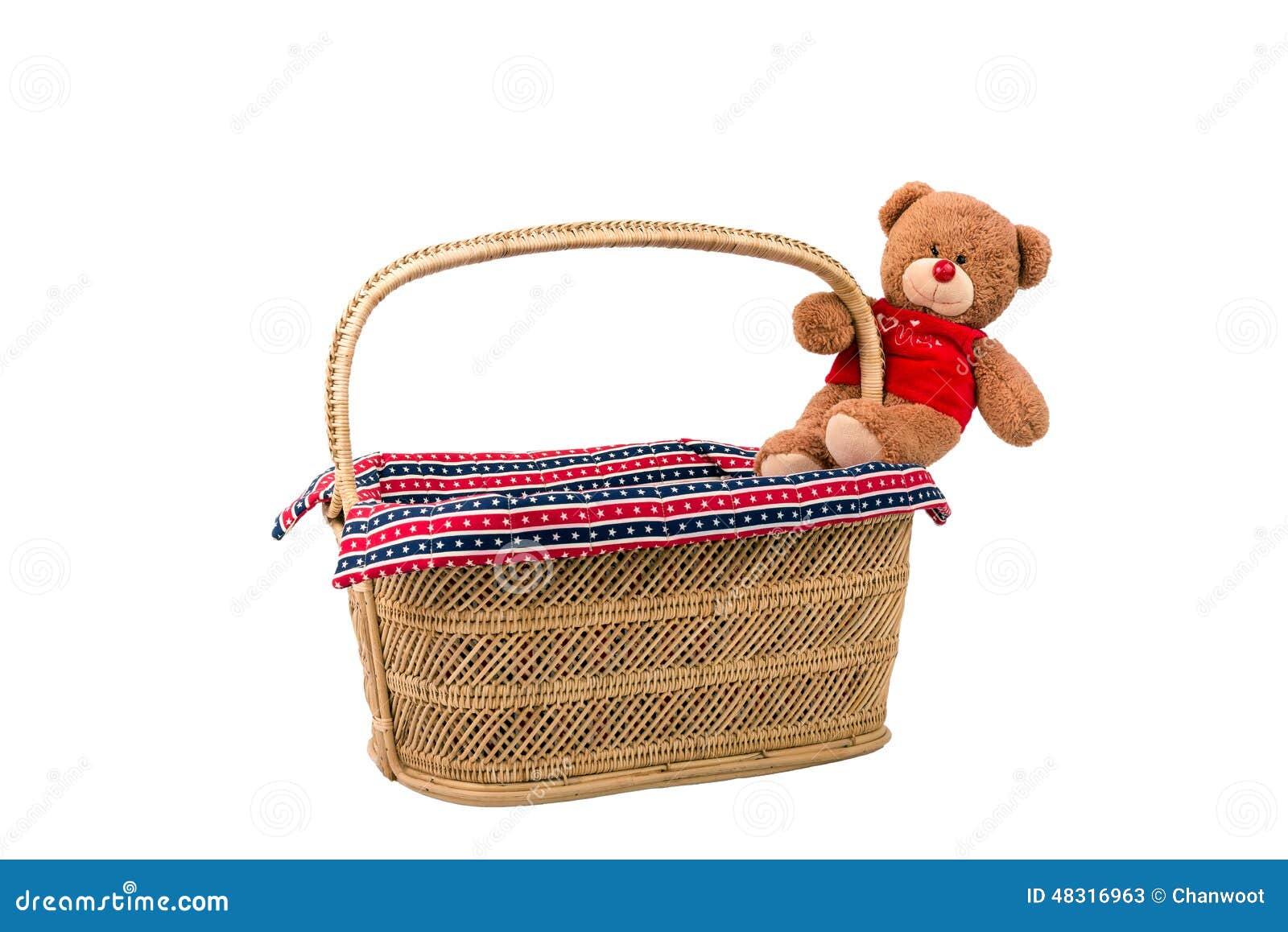 Teddy bear with basket stock image. Image of surprise - 48316963