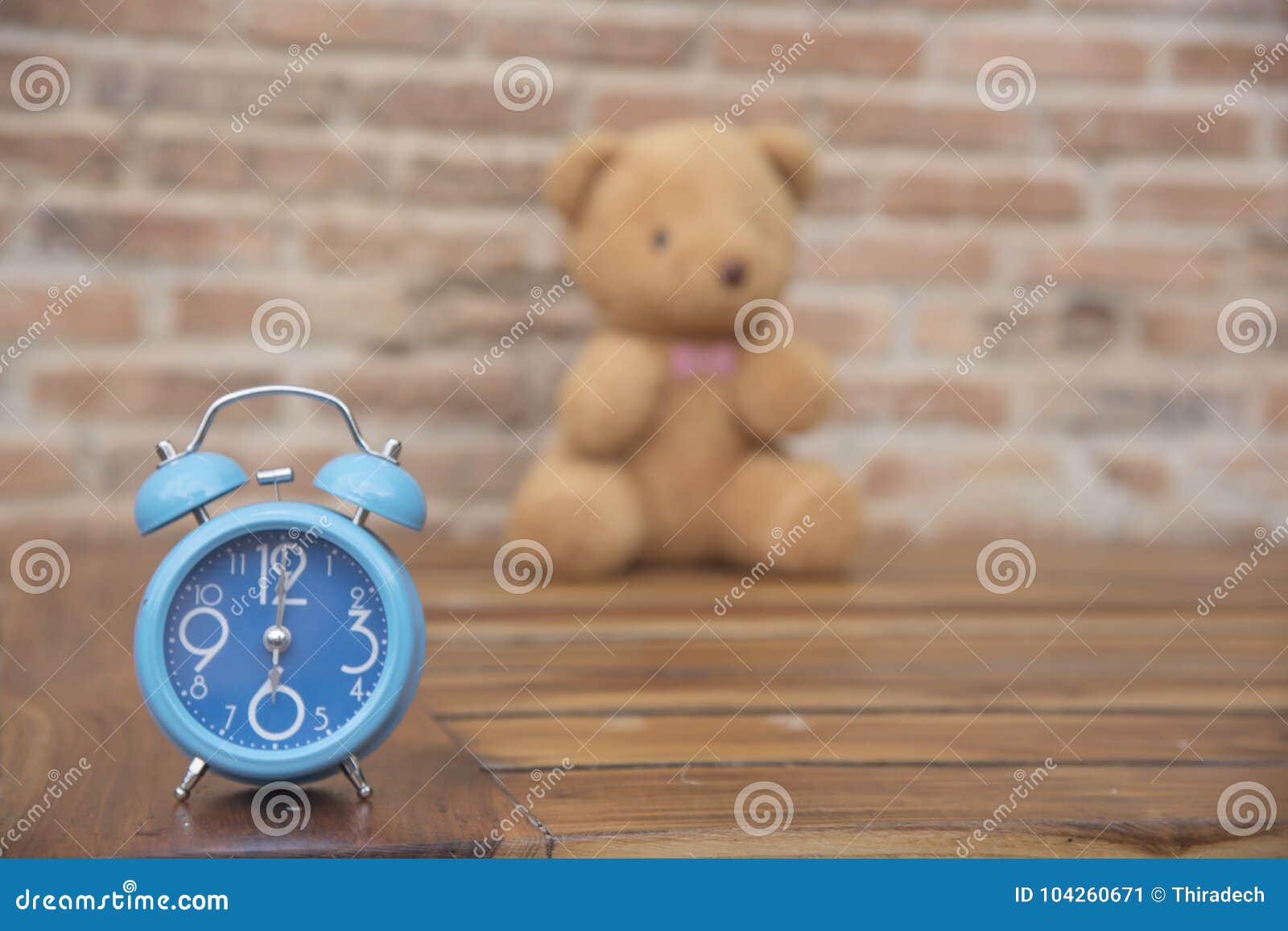 Teddy Bear with Blue Clock on Backdrop Stock Image - Image of ...