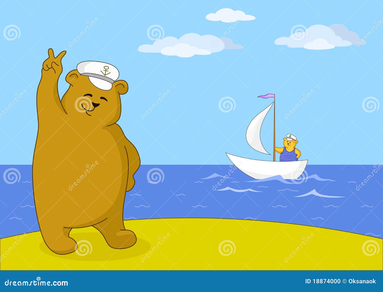 A Marine Teddy Bear Cartoon Vector | CartoonDealer.com #74721717