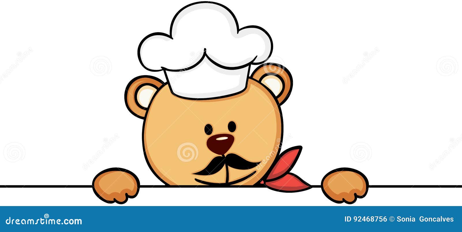 Teddy Bear Chef Cook Peeking Vector Illustration | CartoonDealer.com ...