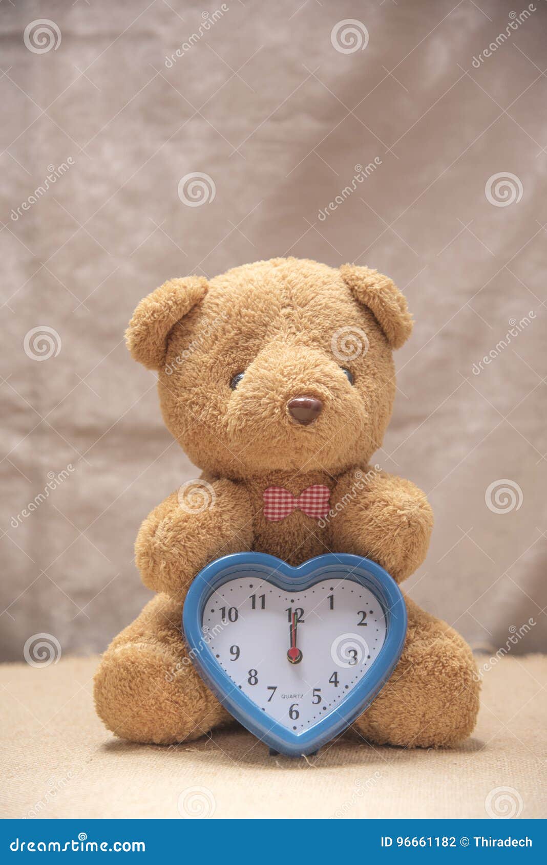 Teddy bear with clock stock photo. Image of brown, collection - 96661182