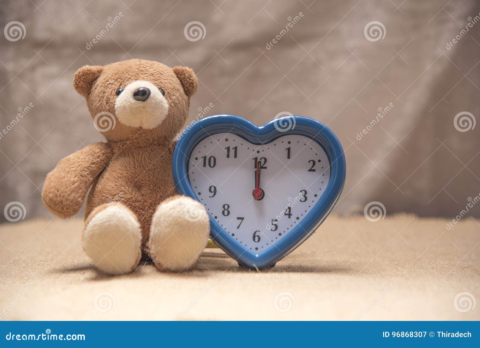 Teddy bear with clock stock image. Image of beautiful - 96868307