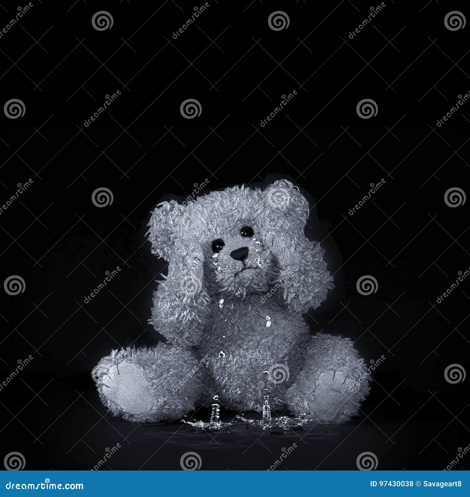 Teddy Bear Crying stock photo. Image of mournful, black - 97430038