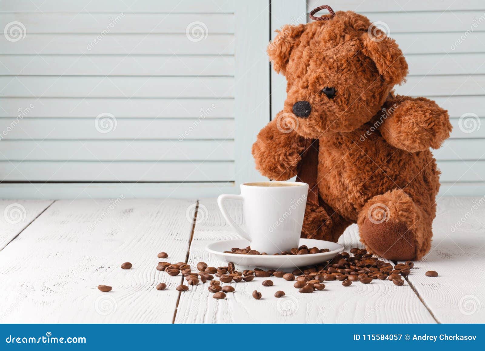 Teddy Bear with Cup of Coffee Stock Image - Image of gift, beverage ...