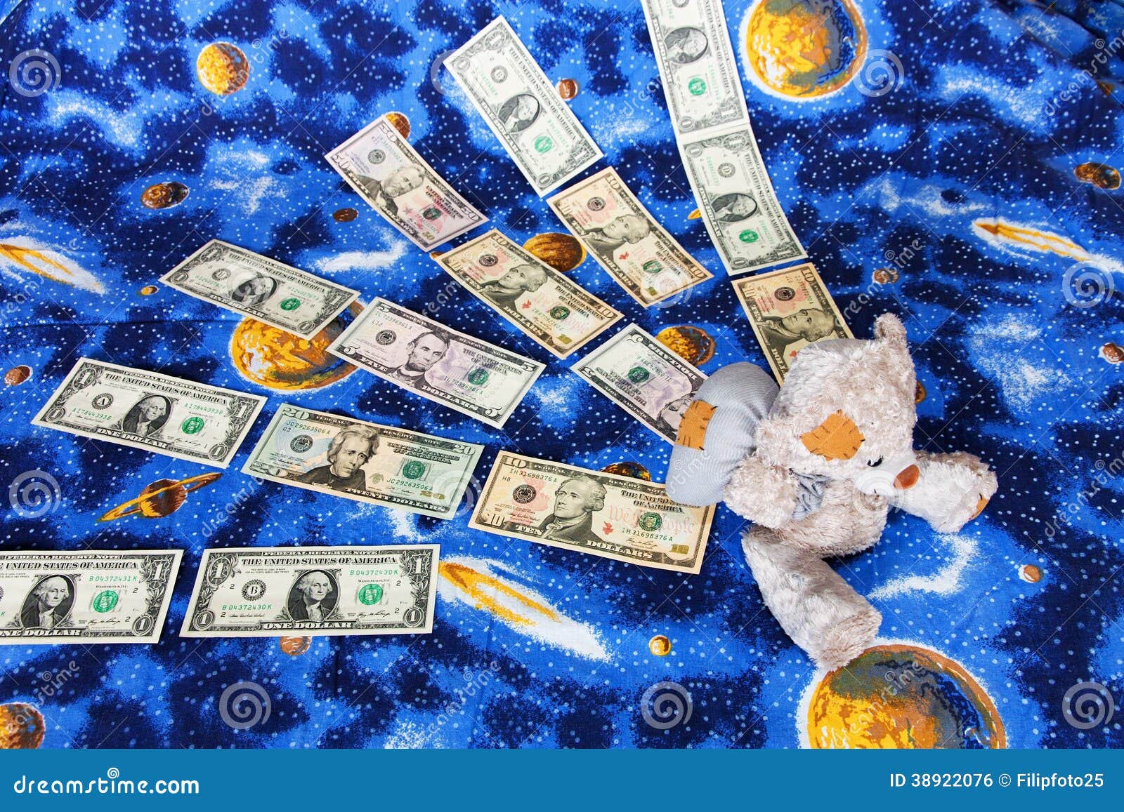 Teddy bear and dollars stock photo. Image of buying, cutie - 38922076