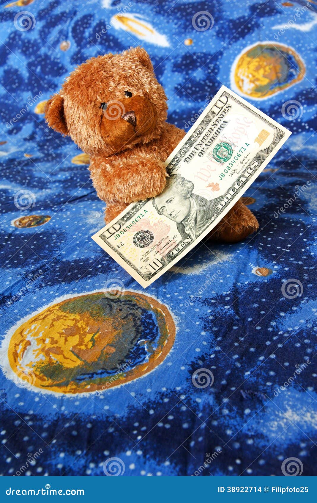Teddy bear and dollars stock photo. Image of business - 38922714