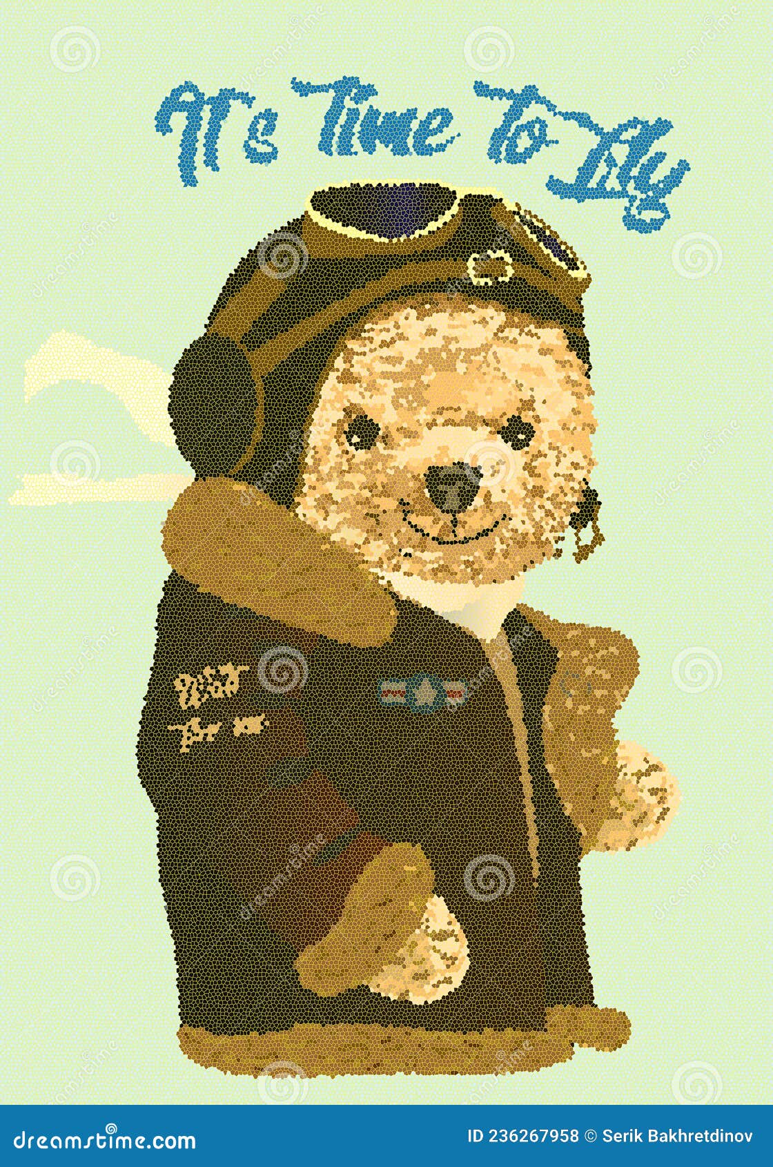 Teddy Bear Drawing. Simpotic Bear Pilot, Preparing for Flight. Stock ...