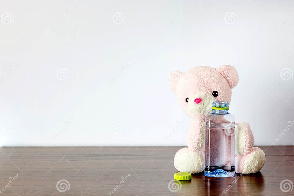 Teddy Bear is Drinking Water Stock Image - Image of isolated, doll ...