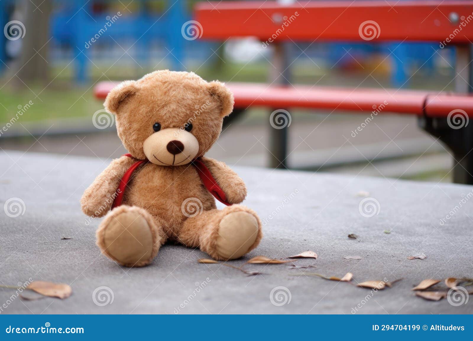 Teddy Bear Dropped in a Playground, Unnoticed Stock Image - Image of ...