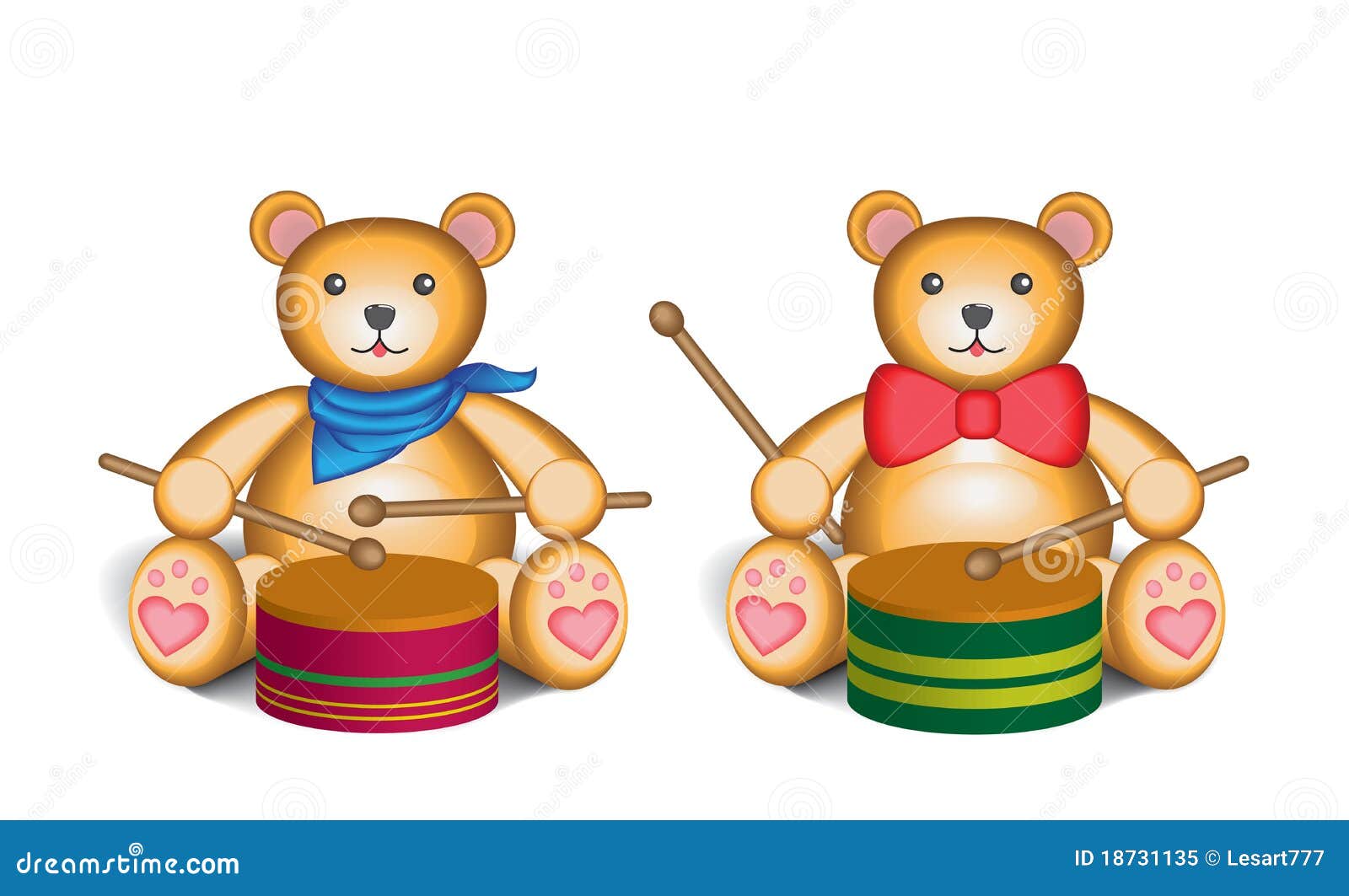 Bear Playing Drums Cartoon Vector | CartoonDealer.com #55355413