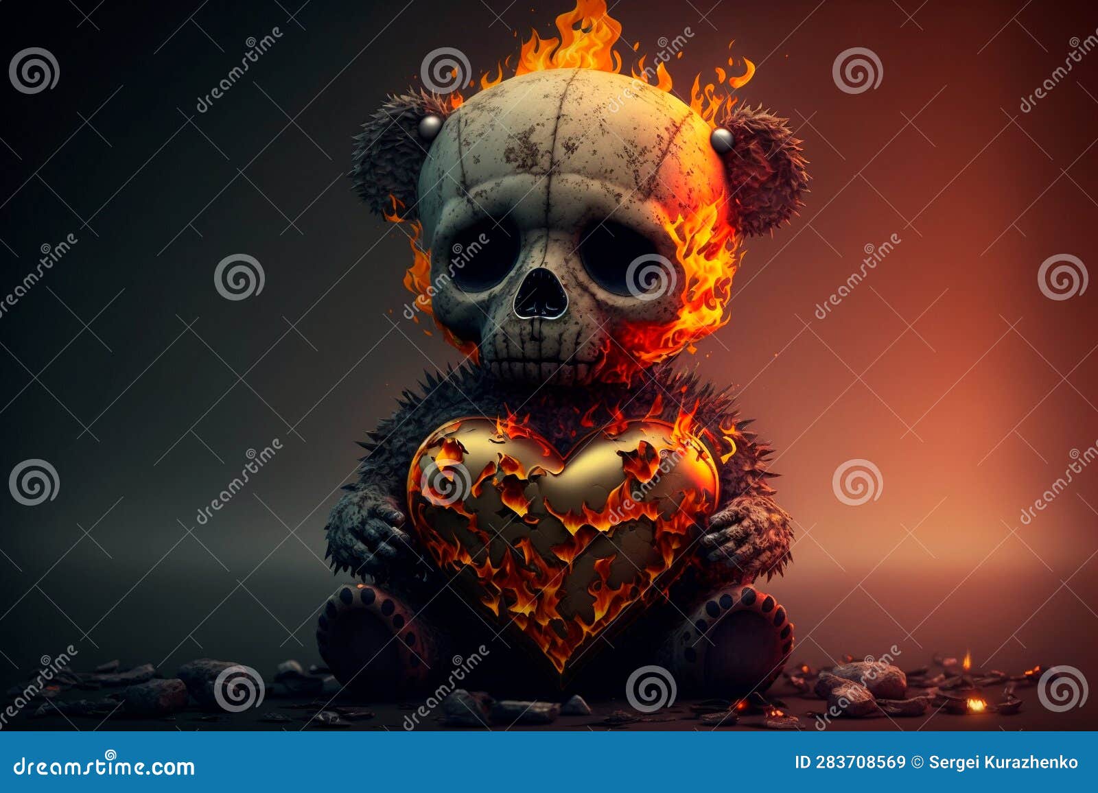 Teddy Bear Engulfed in Flames, Creating a Mesmerizing Display of Fiery ...