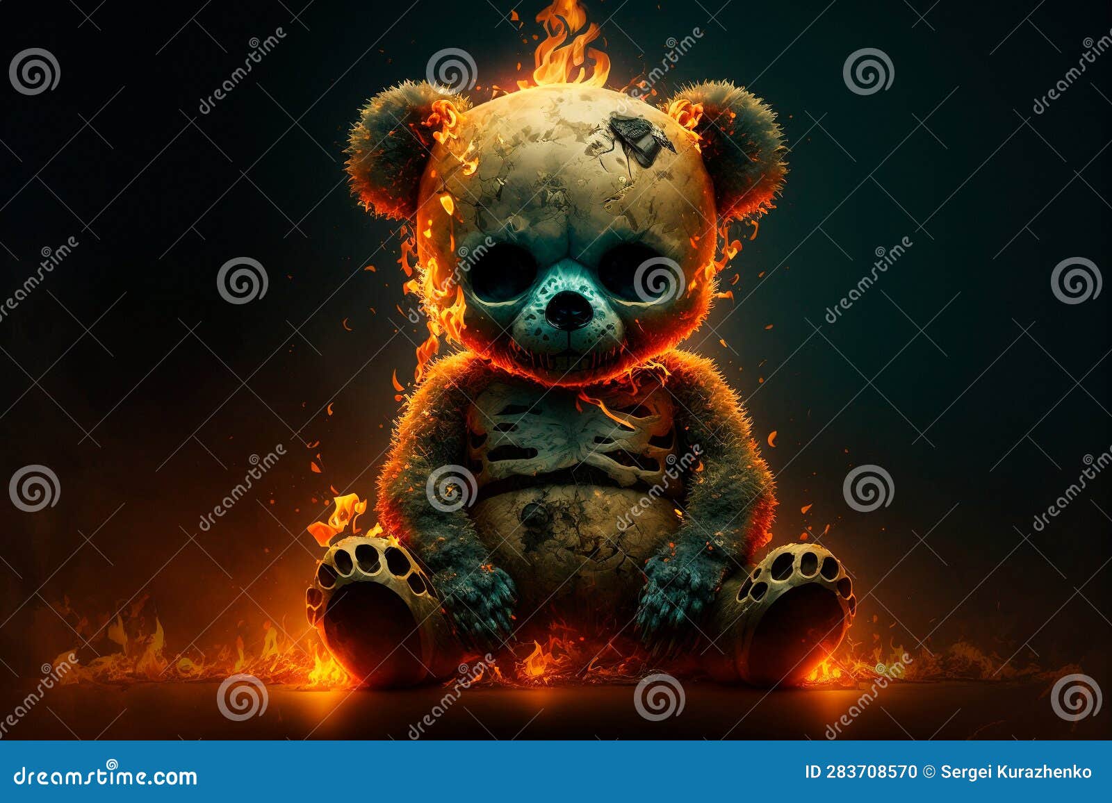 Teddy Bear Engulfed in Flames, Creating a Mesmerizing Display of Fiery ...