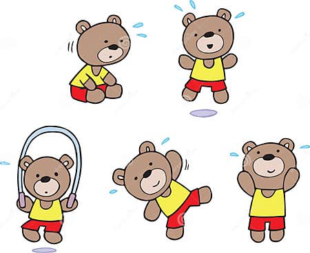 Teddy Bear Exercise Workout at the Gym Stock Illustration ...