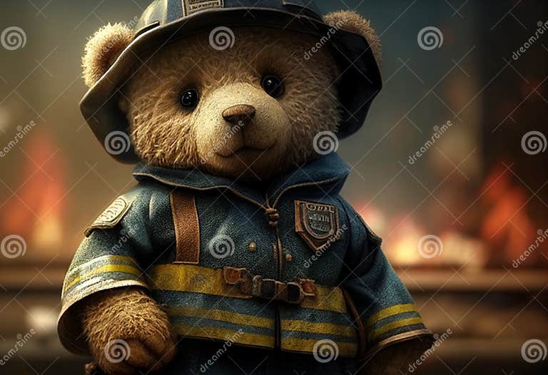 Teddy Bear in Firefighter Uniform. AI Generated Stock Illustration ...