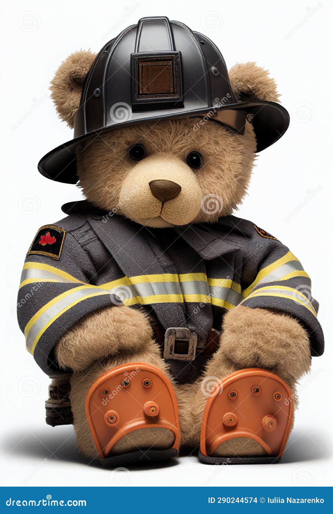 Teddy Bear in Firefighter Uniform on White Background. AI Generated ...
