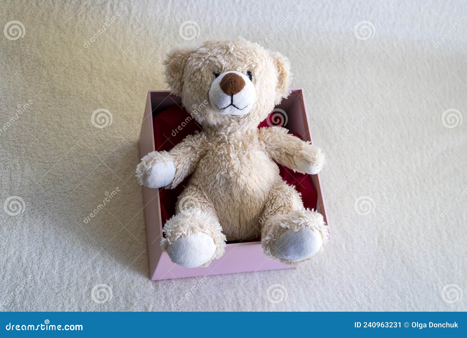 Teddy bear in gift box stock image. Image of idea, birthday - 240963231