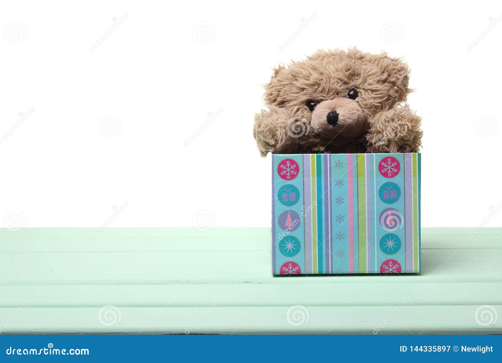 Teddy Bear in Gift Box stock image. Image of giftbox - 144335897