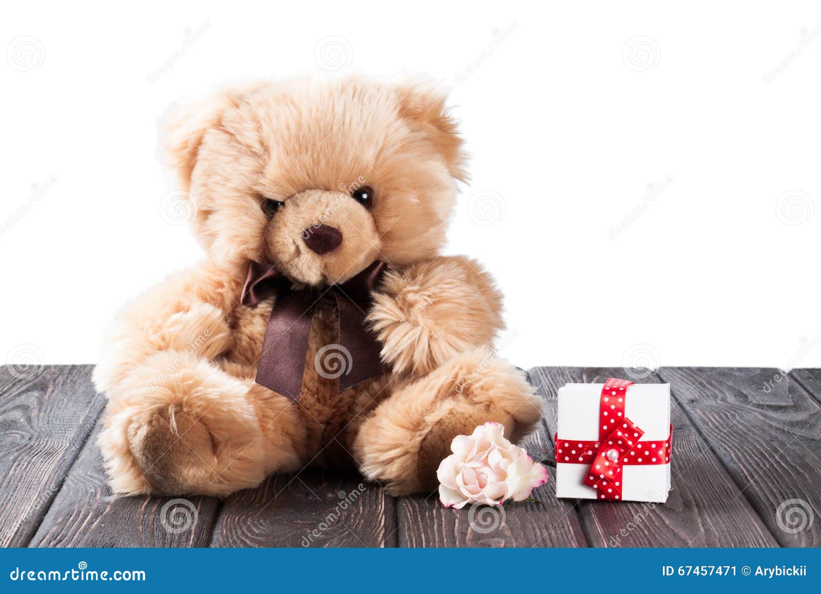 Teddy Bear and Gift Box on Wood Stock Image - Image of bear, animal ...