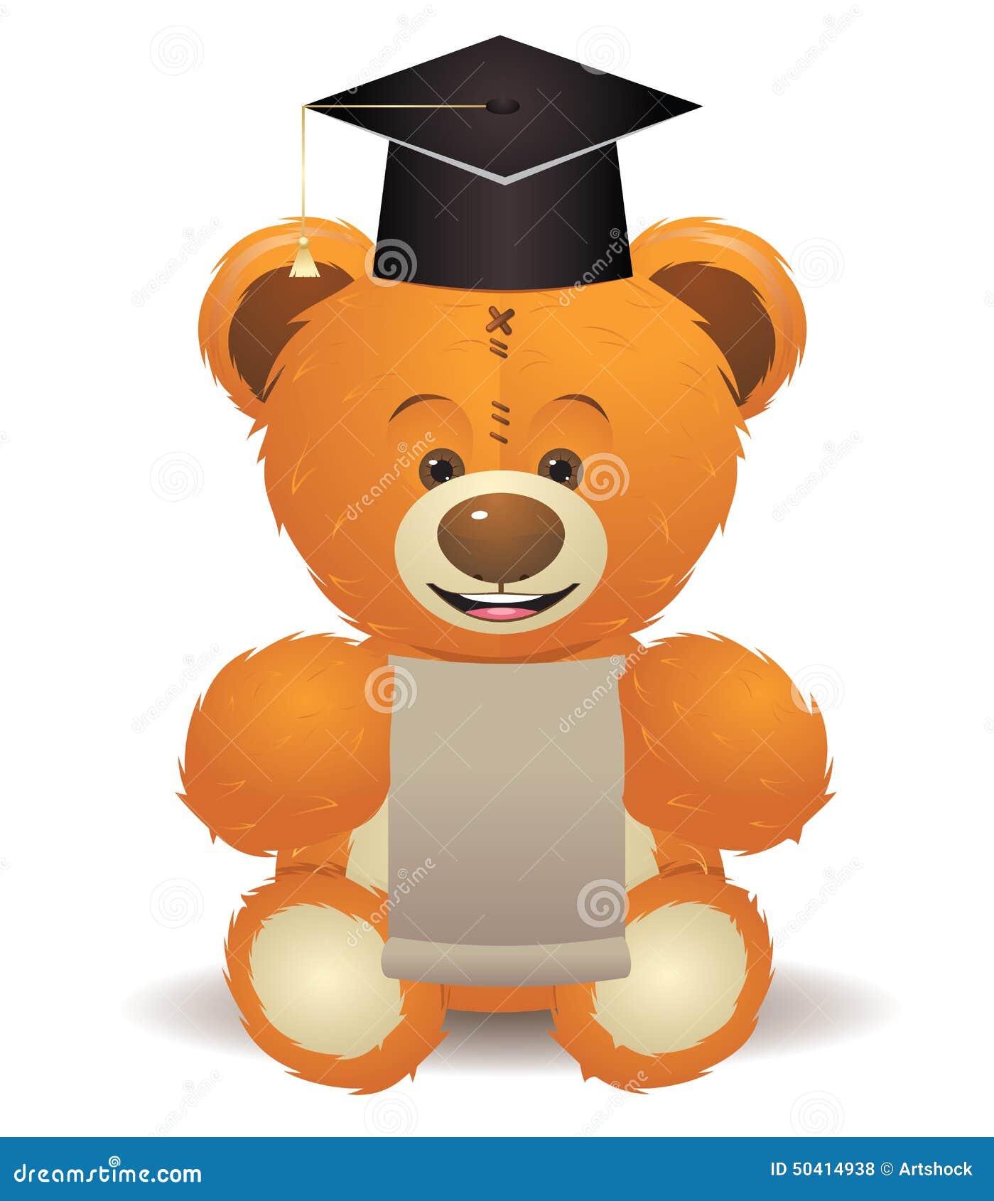 Teddy Bear in Graduation Hat Stock Illustration - Illustration of ...