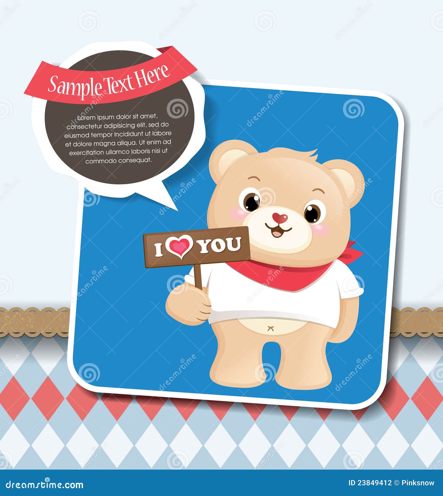 Teddy Bear greeting card stock vector. Illustration of background ...