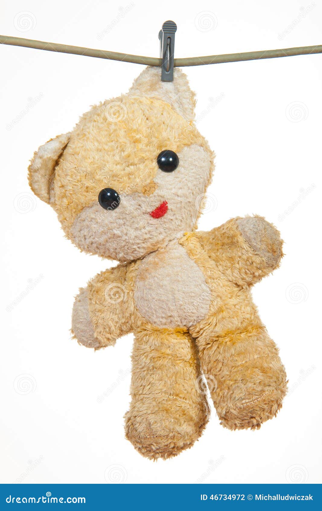 Teddy Bear Hanging To Dry on a String Stock Photo - Image of wash ...