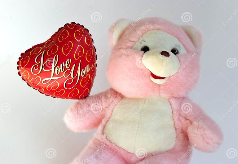 Teddy Bear with Heart Balloon Stock Photo - Image of gift, loveheart ...