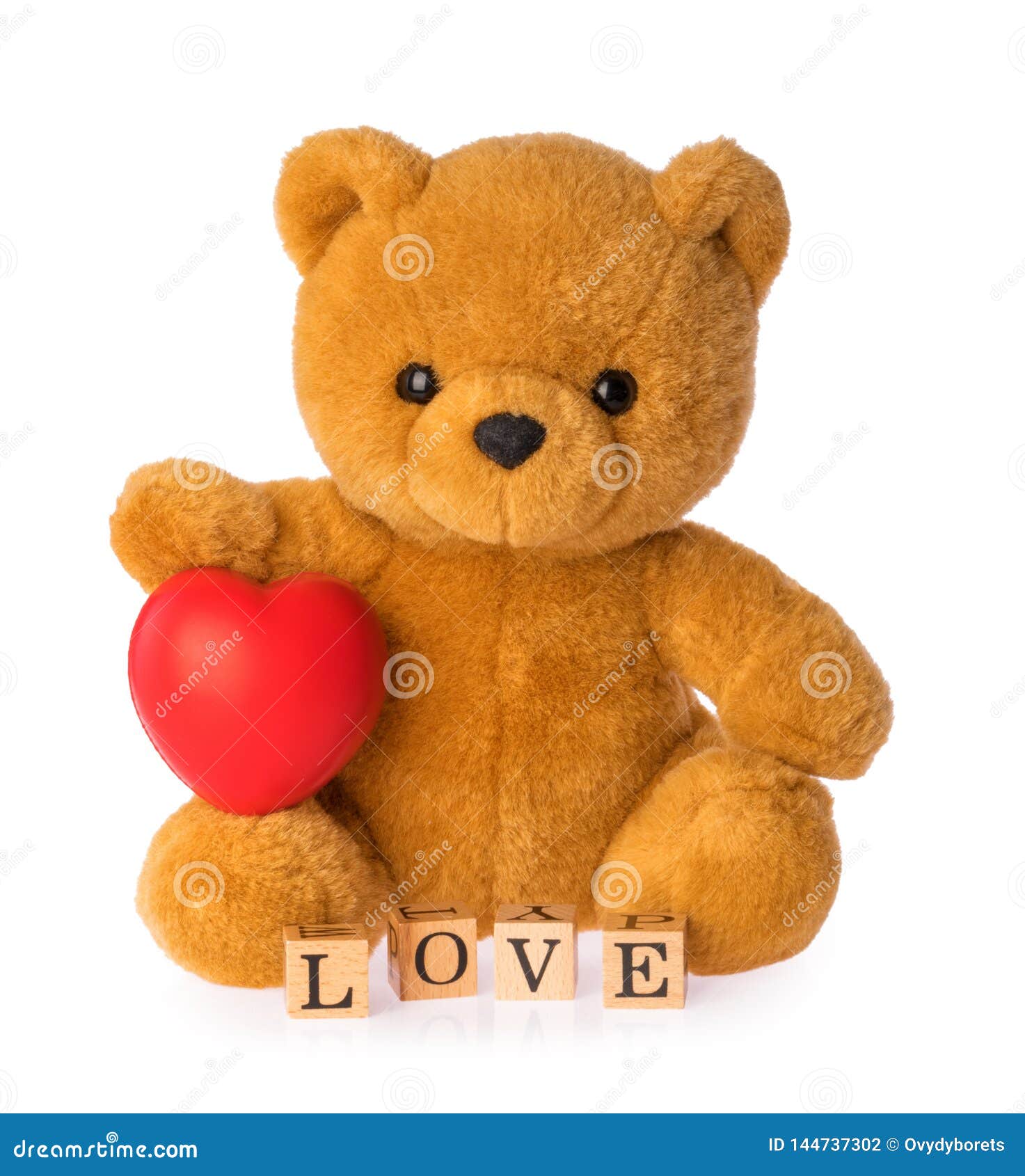 Teddy Bear with Heart Love Concept on White Background Stock Photo ...