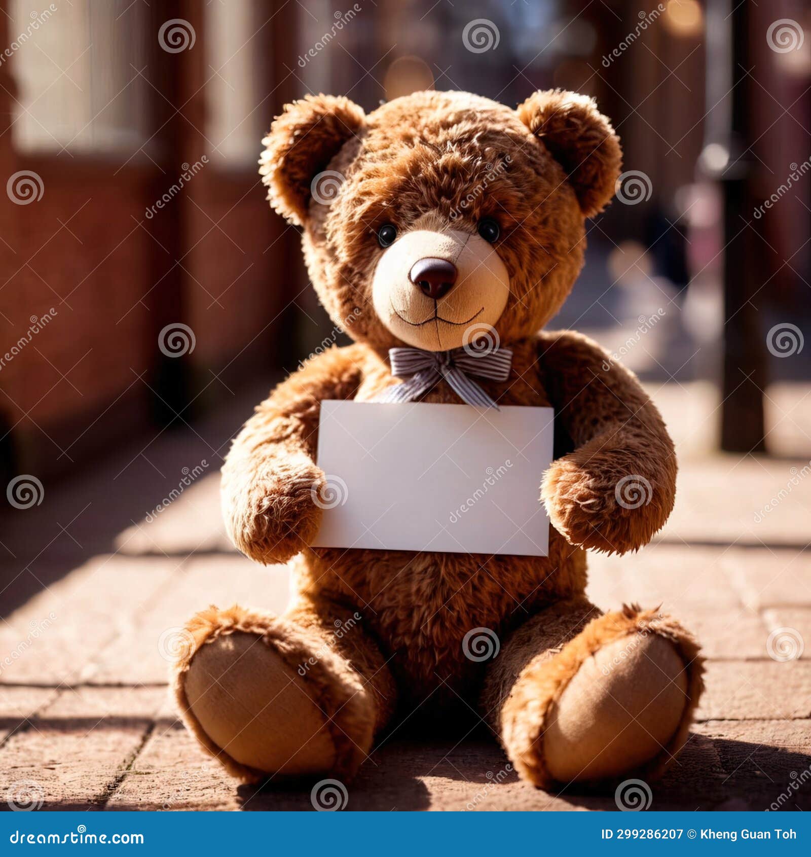 Teddy Bear Holding Empty Sign Message Stock Illustration - Illustration ...