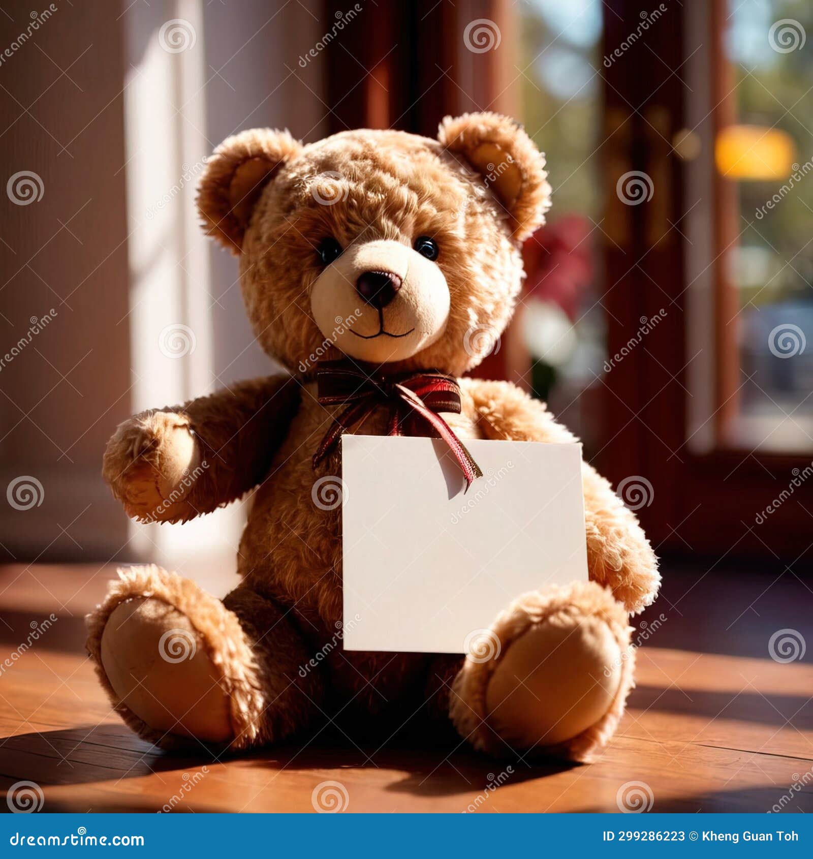 Teddy Bear Holding Empty Sign Message Stock Illustration - Illustration ...