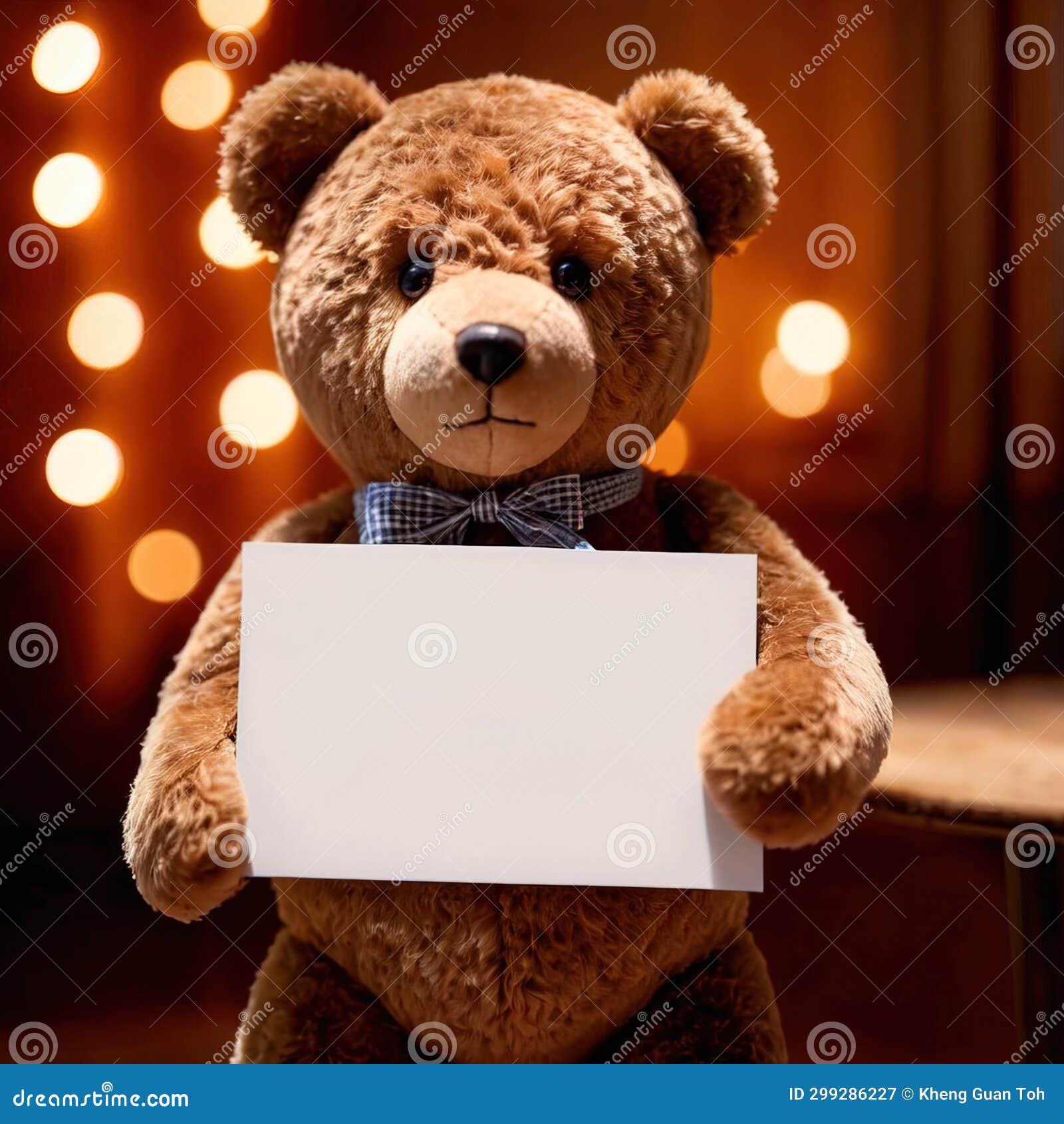 Teddy Bear Holding Empty Sign Message Stock Illustration - Illustration ...